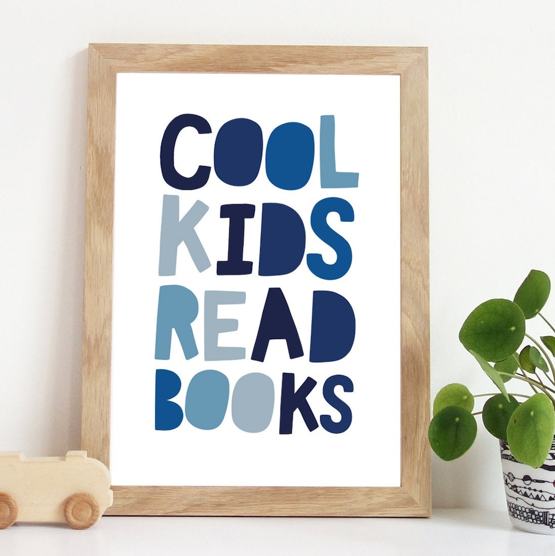 Cool Kids Read Books, Reading Corner, Boys Nursery Prints, Nursery Wall ...