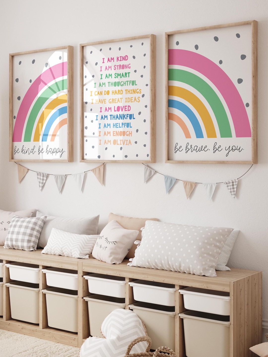 Set of 3 Girls Bedroom Prints, Girls Affirmation Print Set, Rainbow ...