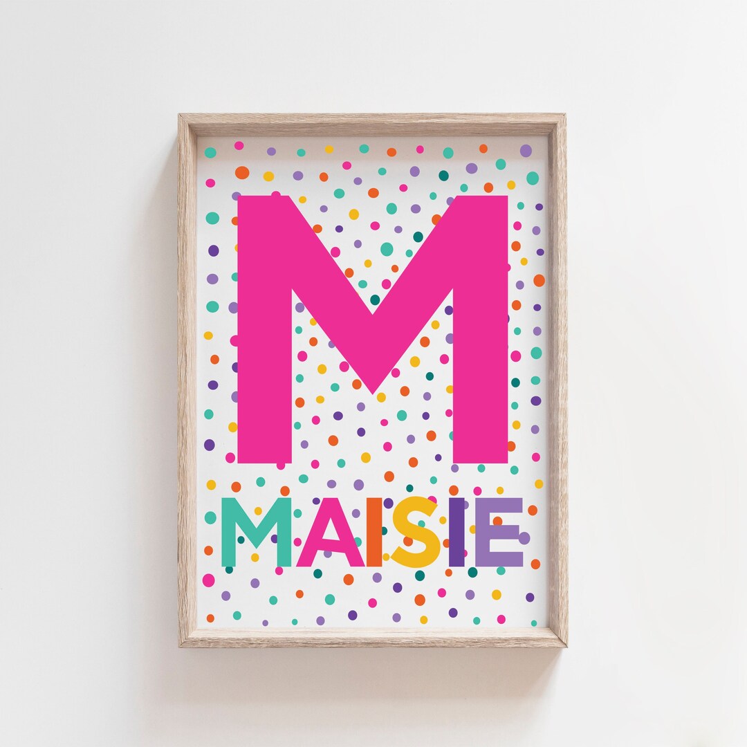 Girls Personalised Name Print, Girls Bedroom Prints, Nursery Wall Art ...