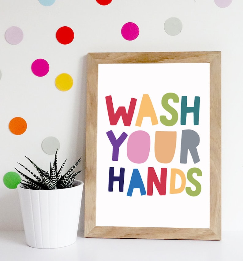 Wash Your Hands, Bathroom Wall Art, Bathroom Sign, Kids Bathroom Decor ...