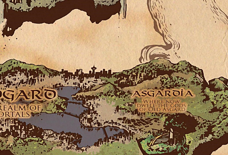 Map of Yggdrasil Print, Fantasy Map, the Nine Realms, Asgard Map ...