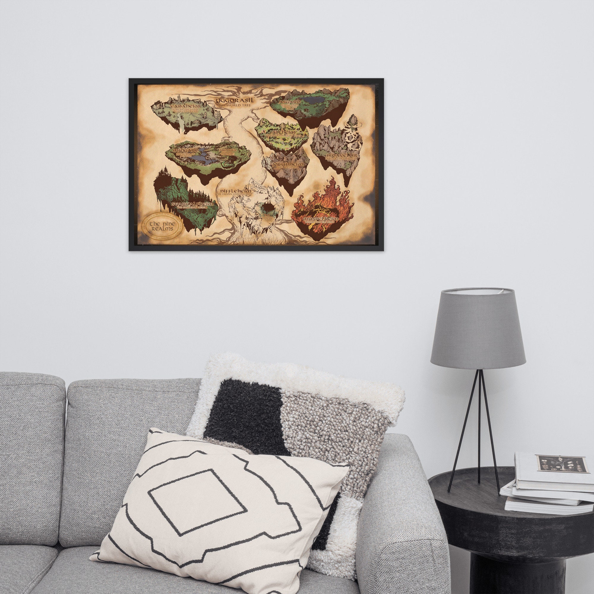Map of Yggdrasil Print Fantasy Map the Nine Realms Asgard - Etsy Canada