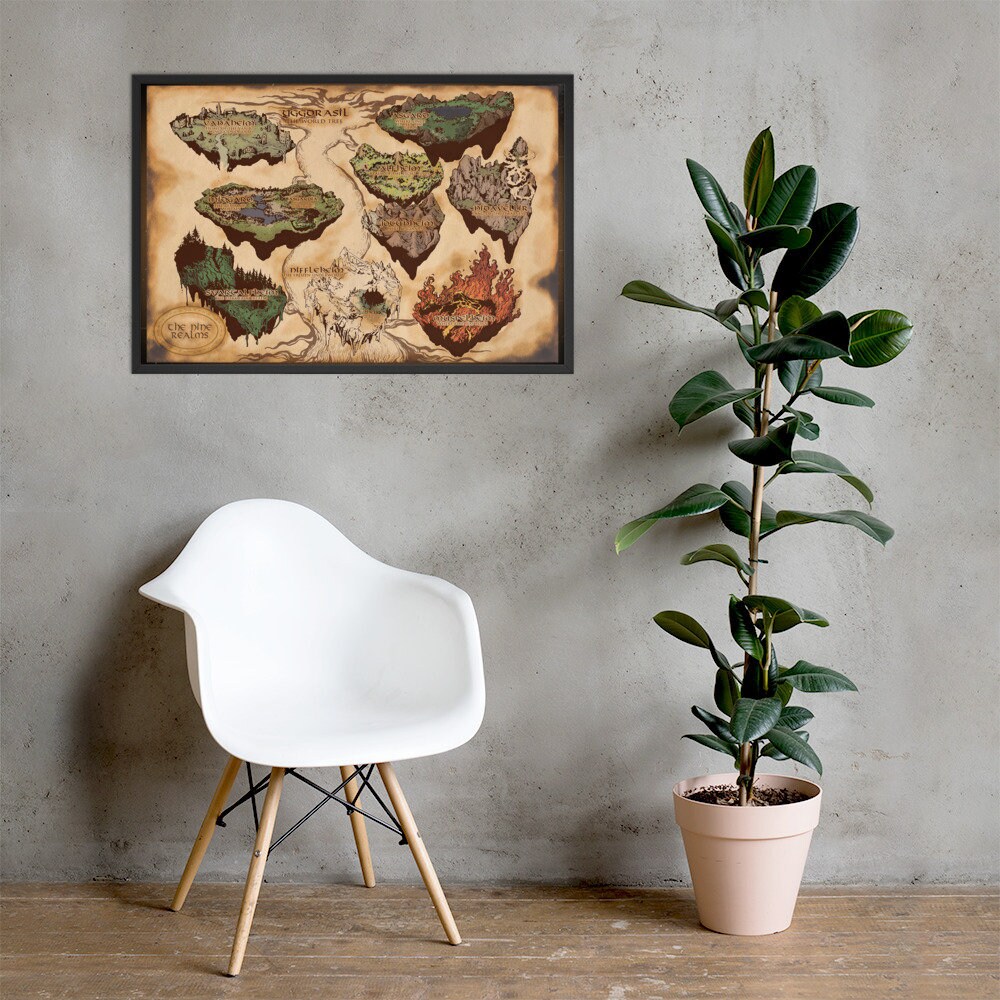 Map of Yggdrasil Print Fantasy Map the Nine Realms Asgard - Etsy Canada