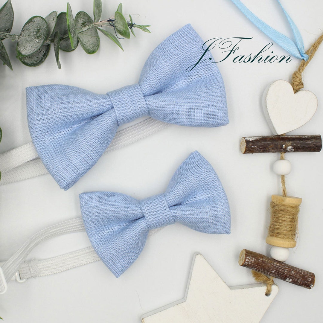 Light Blue Linen Bowtie, Baby Bowtie, Kid Bowtie, Boy's Bowtie, Men's ...