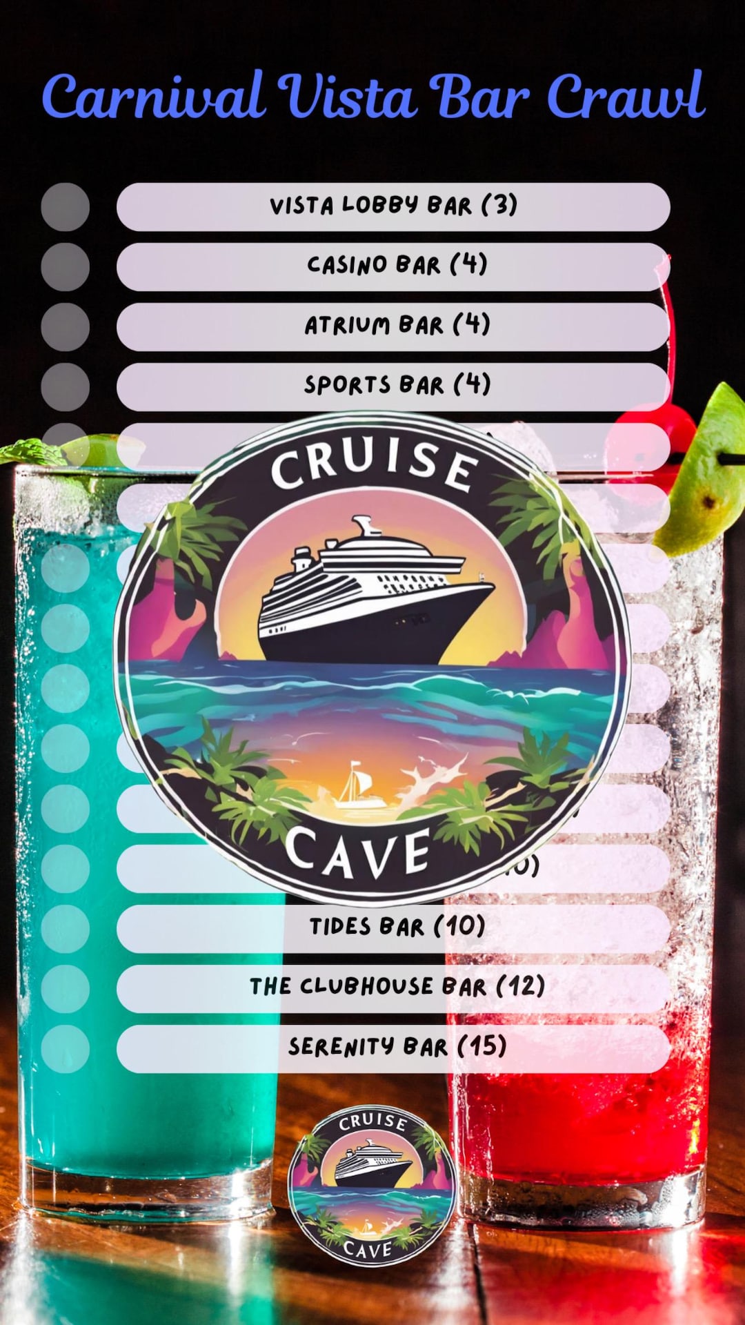 Carnival Vista Bar Crawl Checklist PDF - Etsy