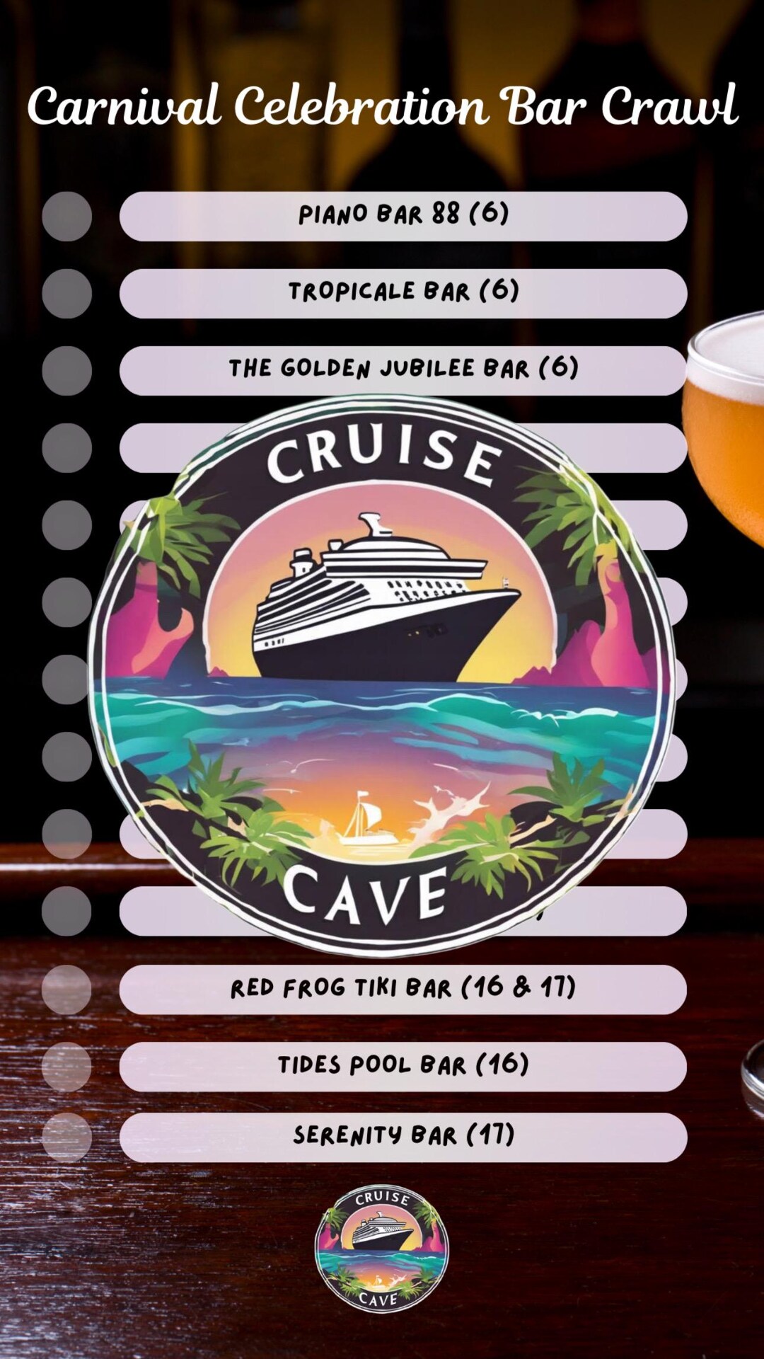 Carnival Celebration Bar Crawl Checklist PDF - Etsy