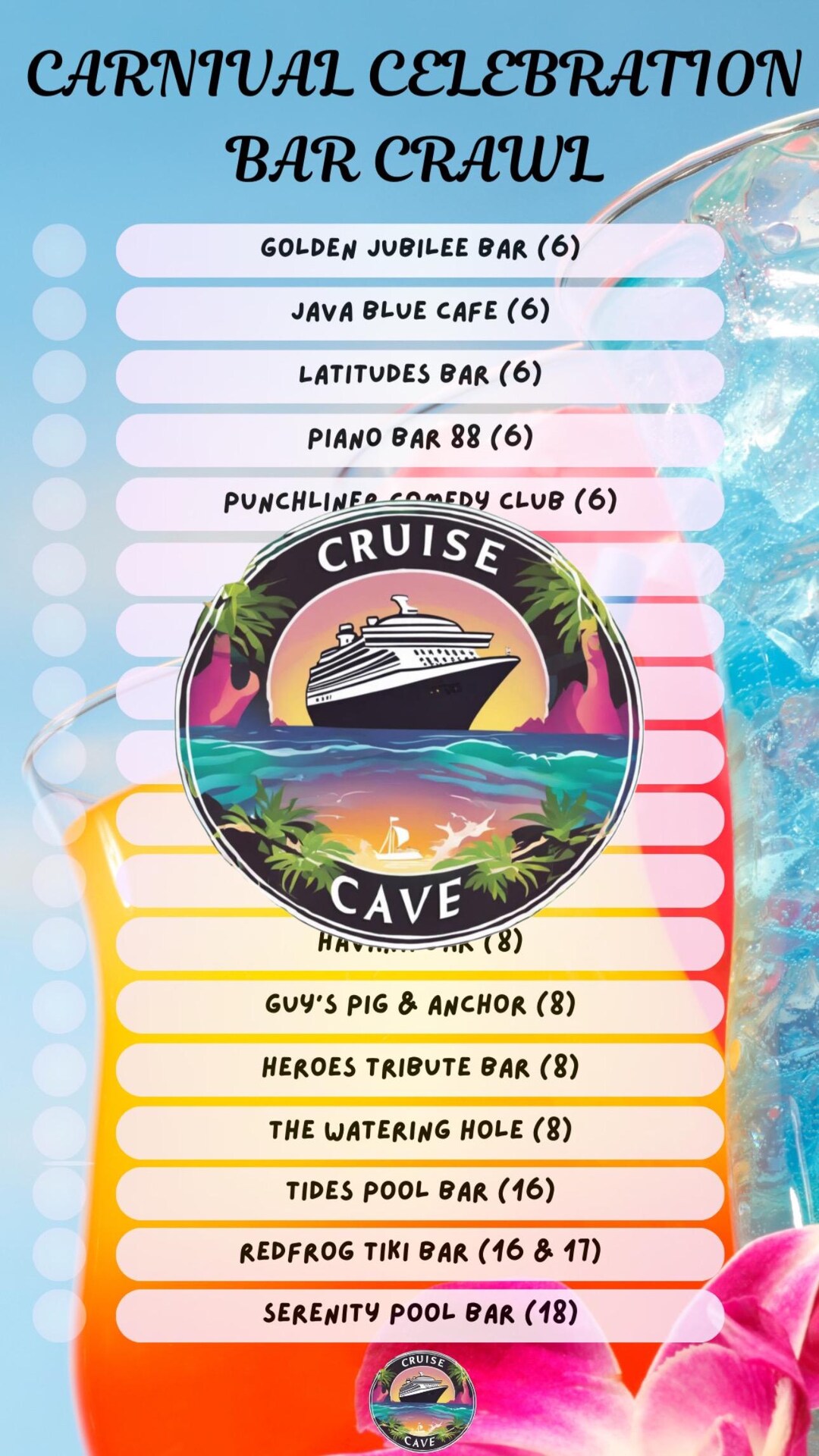 Carnival Celebration Bar Crawl Checklist PDF - Etsy