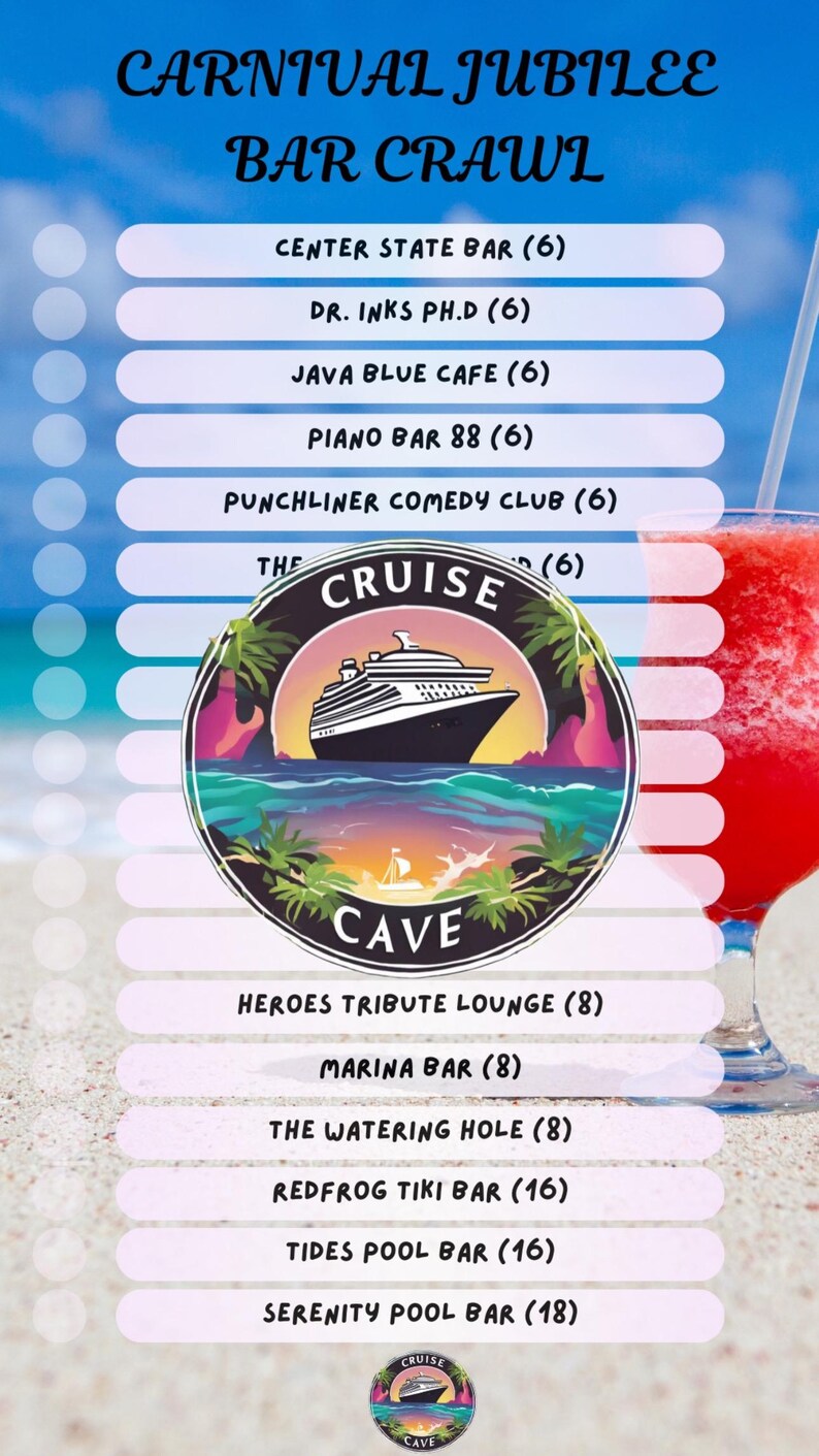 Carnival Jubilee Bar Crawl Checklist PDF - Etsy