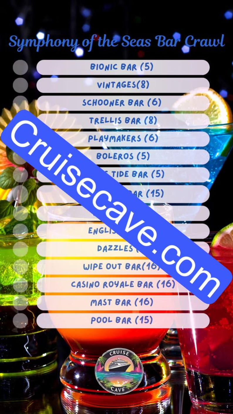 Symphony of the Seas Bar Crawl Checklist PDF - Etsy