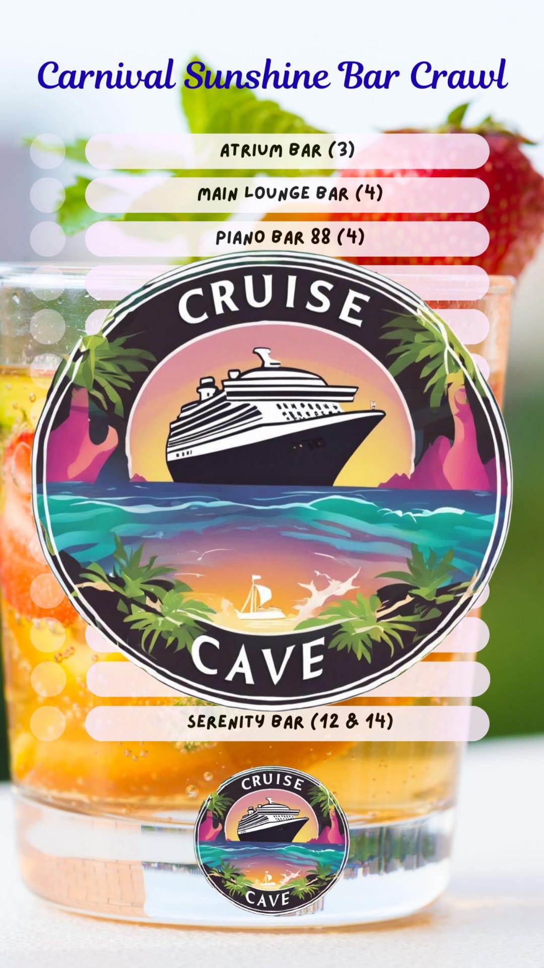 Carnival Sunshine Bar Crawl Checklist PDF - Etsy