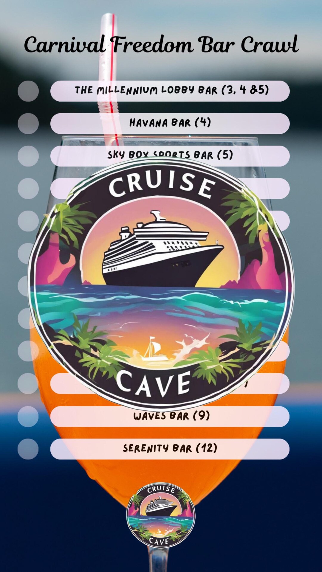 Carnival Freedom Bar Crawl Checklist PDF - Etsy