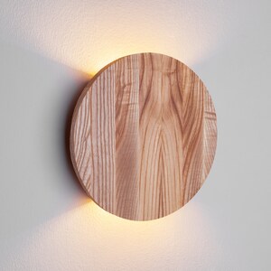 Up Down Light Round Wood Sconce Led Wall Lighting Minimalist | Etsy Canada