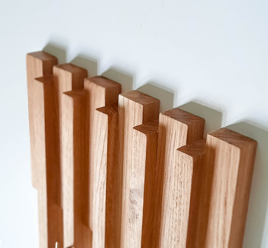 Wooden Key Hanger. Modern Key Holder. OAK Solid Wood Key Rack Wall ...