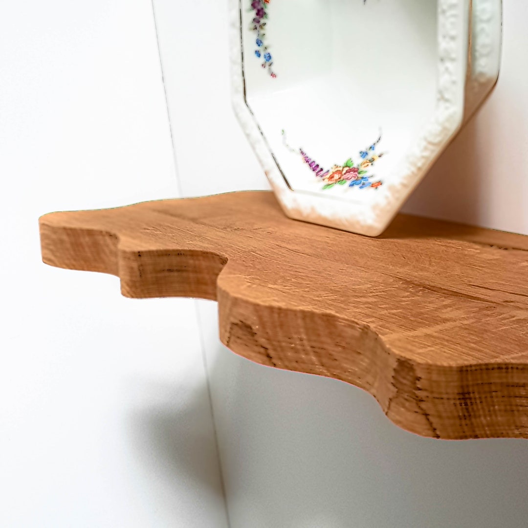 Large to Medium Wavy Floating Shelf With Brackets OAK Squiggle - Etsy