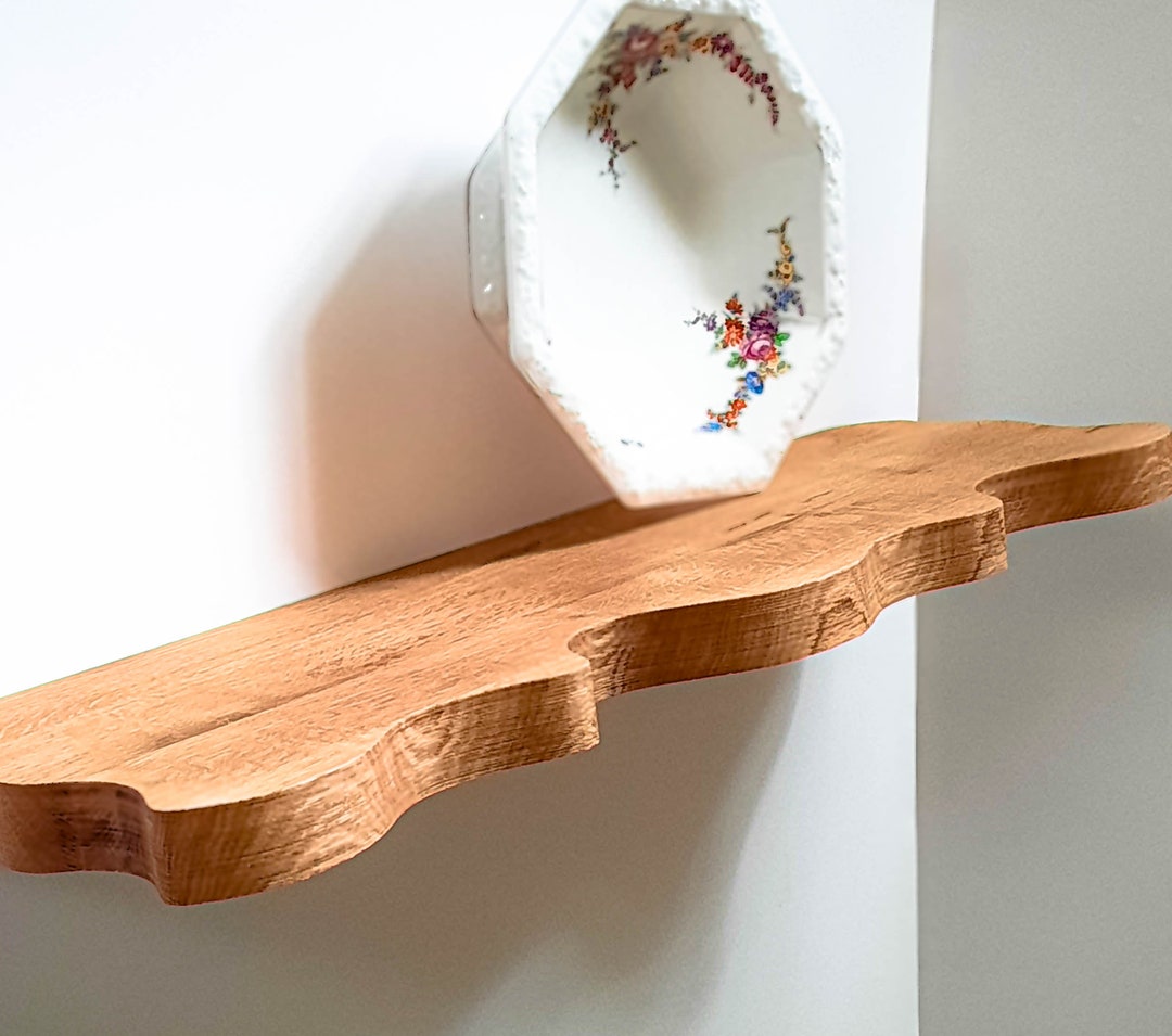 Long Wavy Floating Shelf With Brackets OAK Squiggle Shelves - Etsy