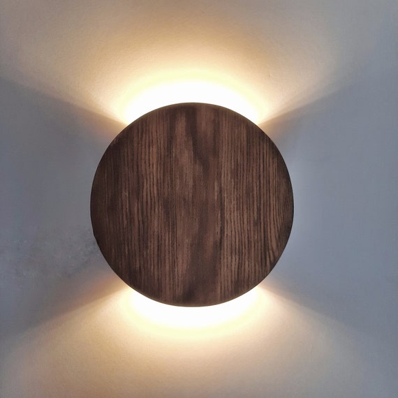 Up down light Round wood sconce Led wall lighting Minimalist | Etsy