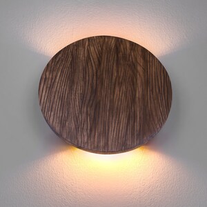 Up Down Light Round Wood Sconce Led Wall Lighting Plug in Wall - Etsy