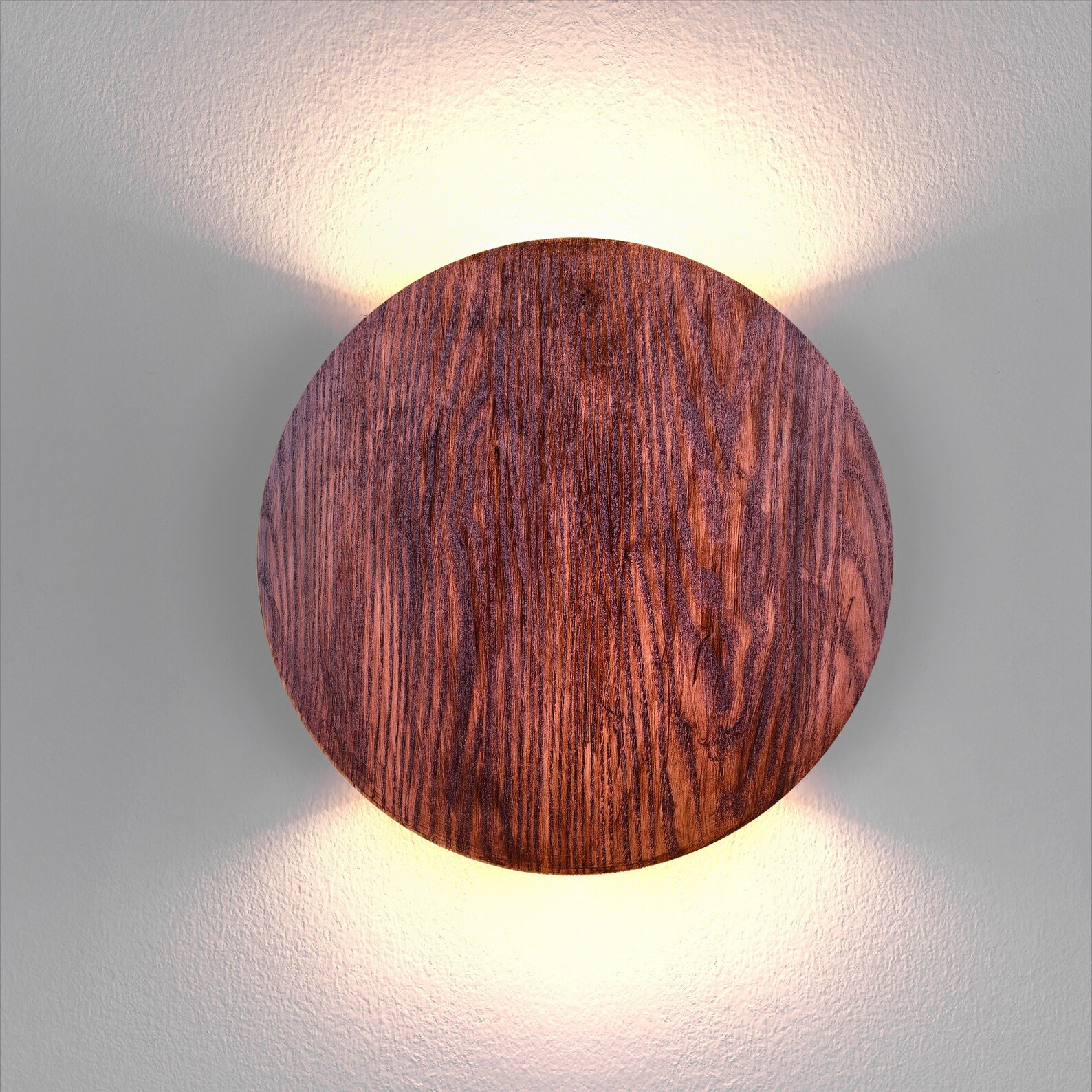Up Down Light Round Wood Sconce Led Wall Lighting Minimalist - Etsy