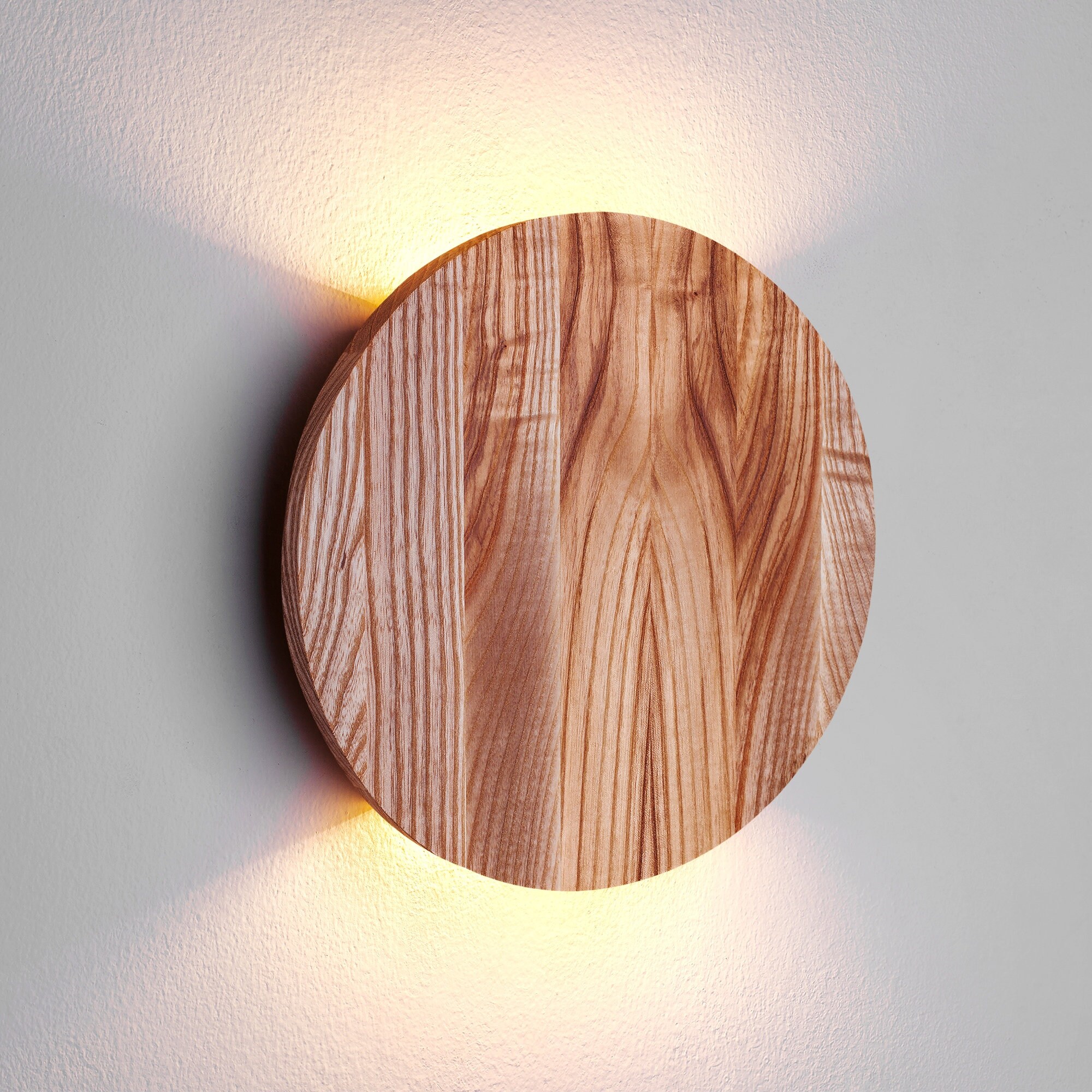 Up Down Light Round Wood Sconce Led Wall Lighting Minimalist - Etsy