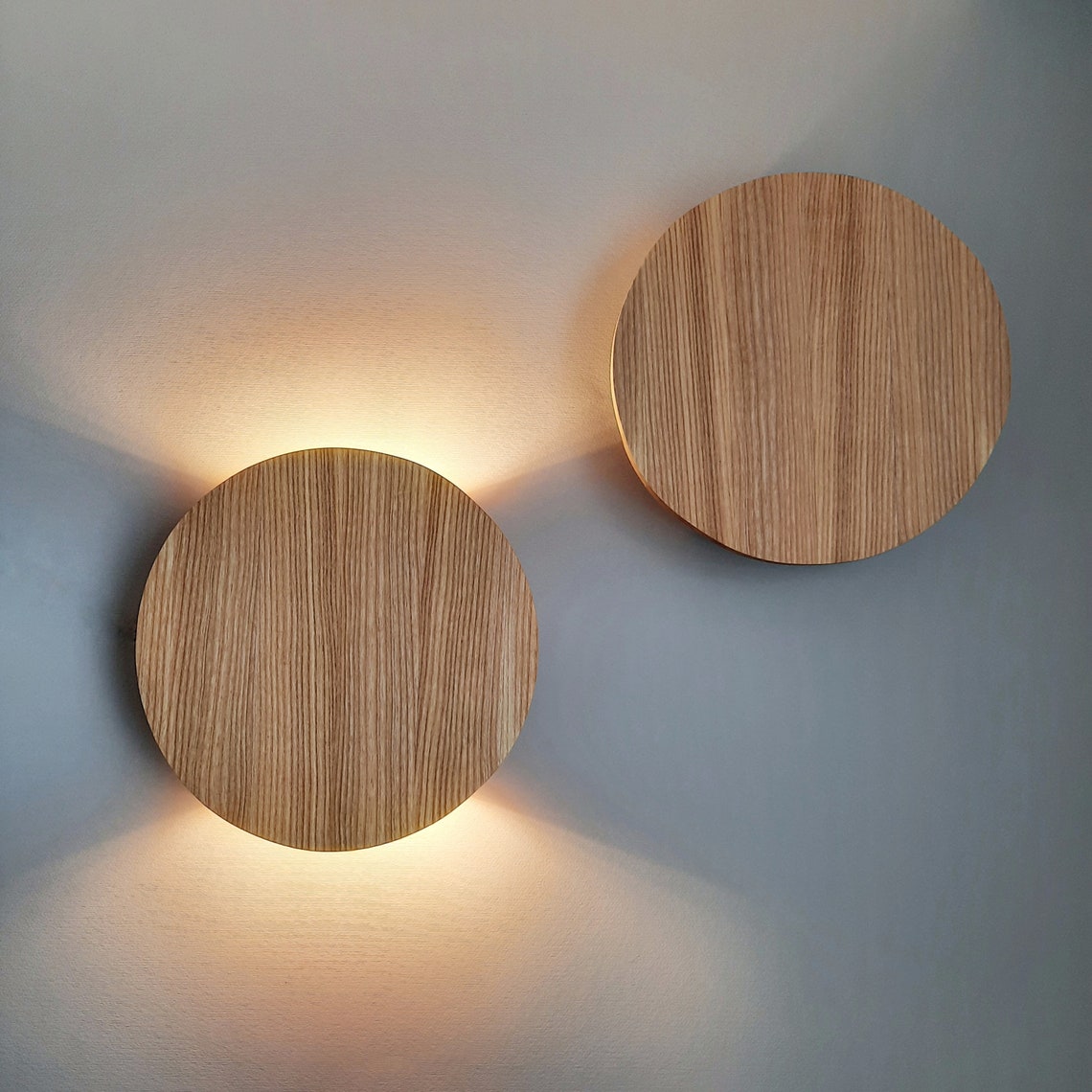 Up down light Round wood sconce Led wall lighting Minimalist | Etsy