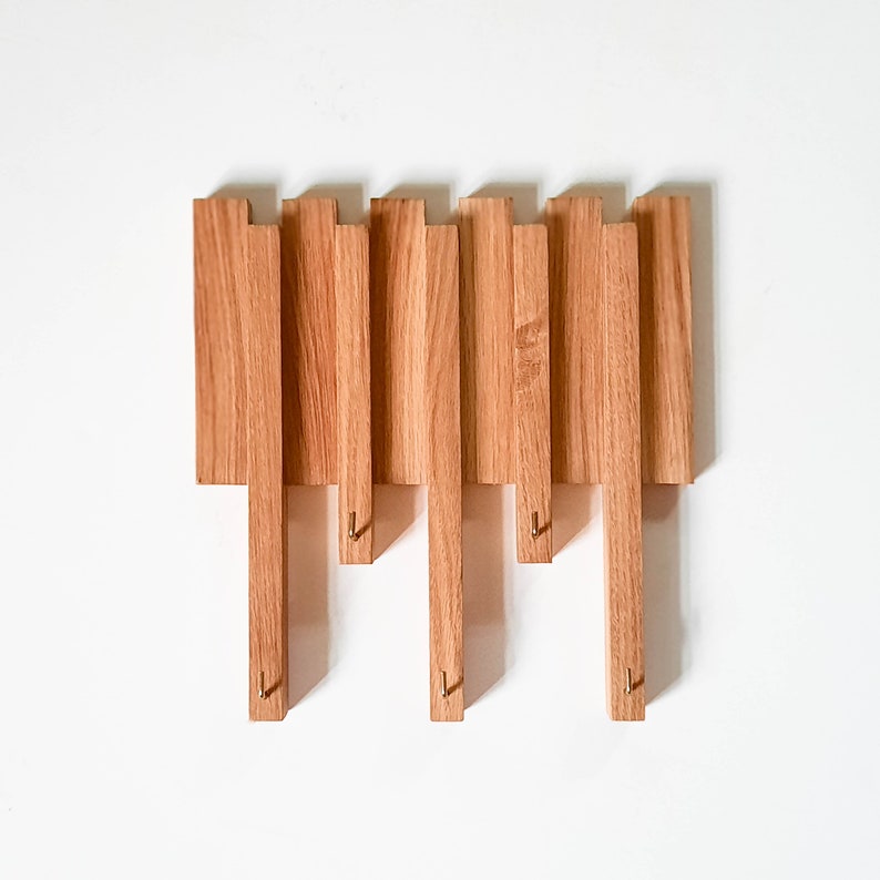 Wooden Key Hanger. Modern Key Holder. OAK Solid Wood Key Rack Wall ...