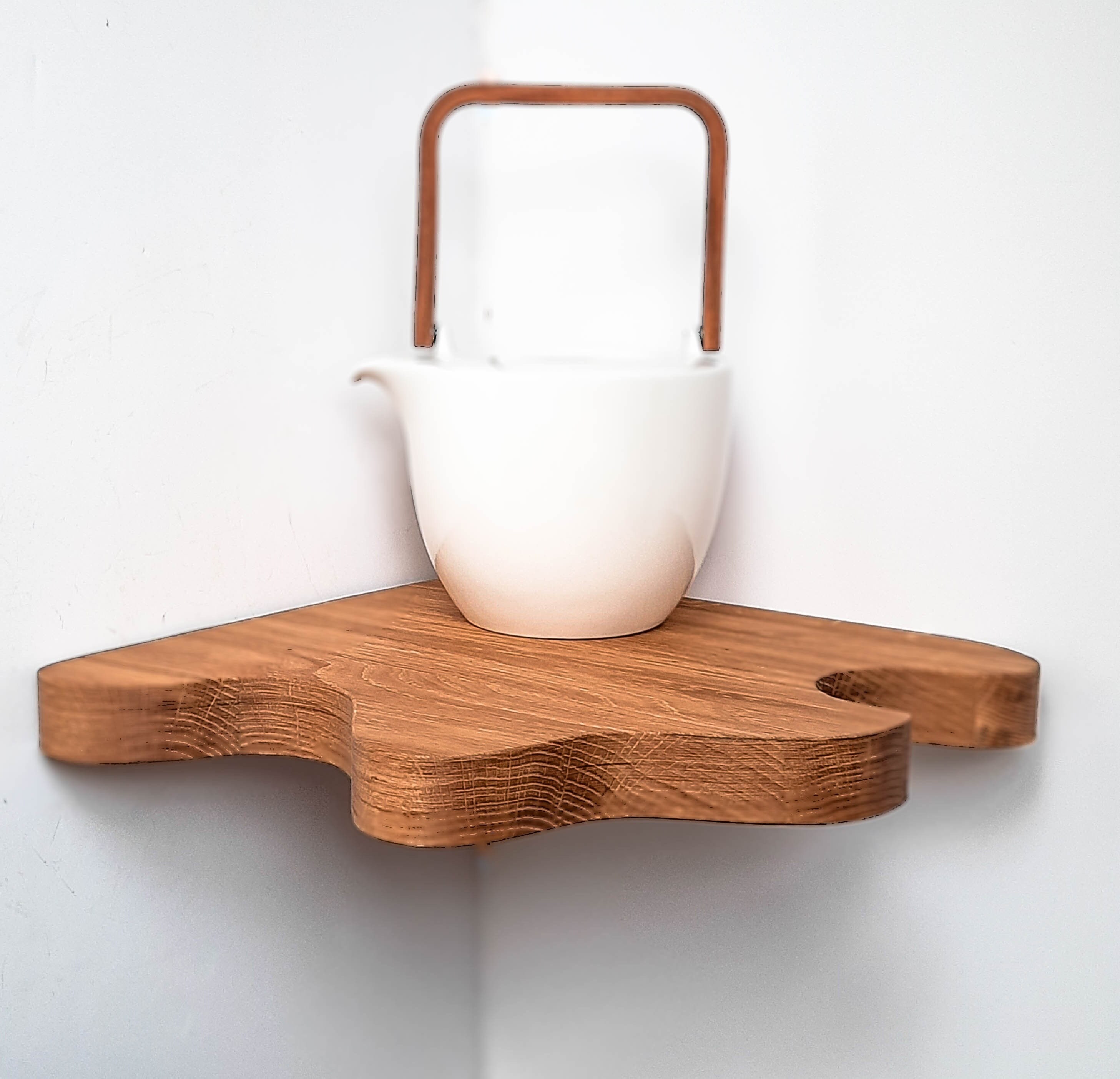 Abstract Edge Oak Corner Shelf – Thick Wooden Floating Corner Shelf ...