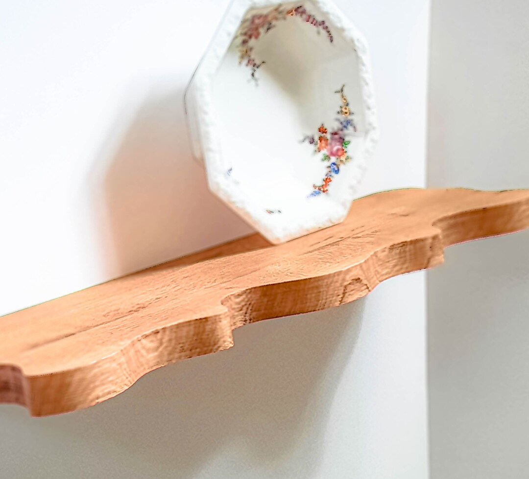 Long Wavy Floating Shelf With Brackets OAK Squiggle Shelves Maximalist ...