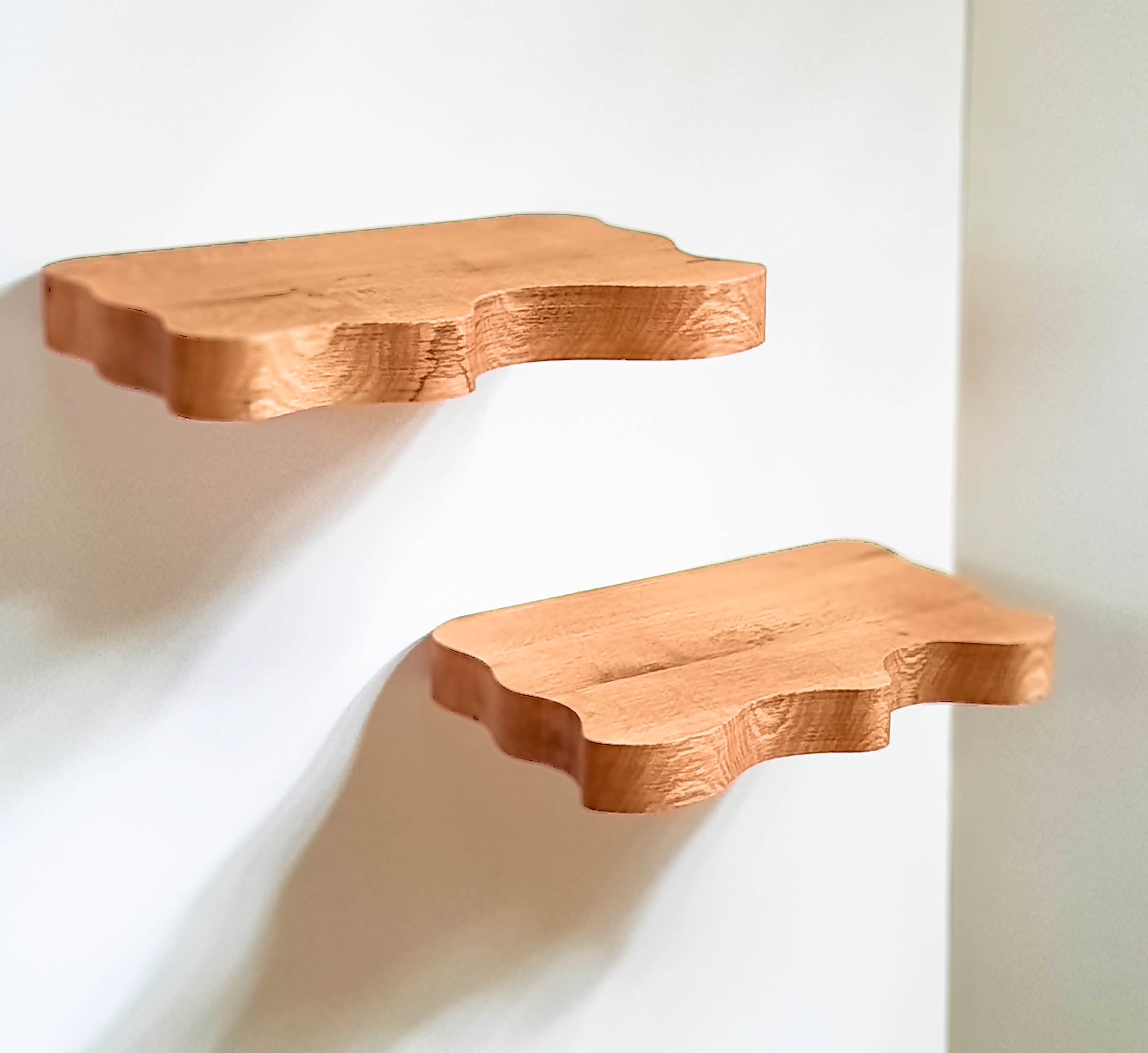 Large to Medium Wavy Floating Shelf With Brackets OAK Squiggle Shelf ...