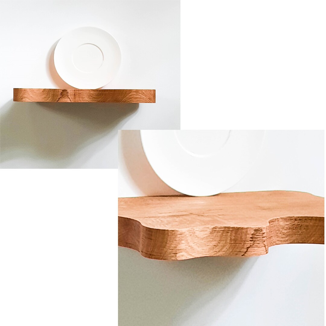 ОАК Mid Century Modern Bookshelf. Floating Wavy Shelf From - Etsy