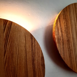 OAK up Down Light Round Wood Sconce Led Wall Lighting Plug in - Etsy