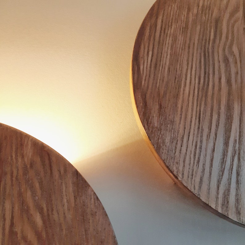 Up down light Round wood sconce Led wall lighting Minimalist | Etsy