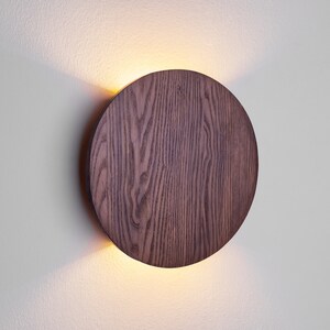 Up down light Round wood sconce Led wall lighting Minimalist | Etsy