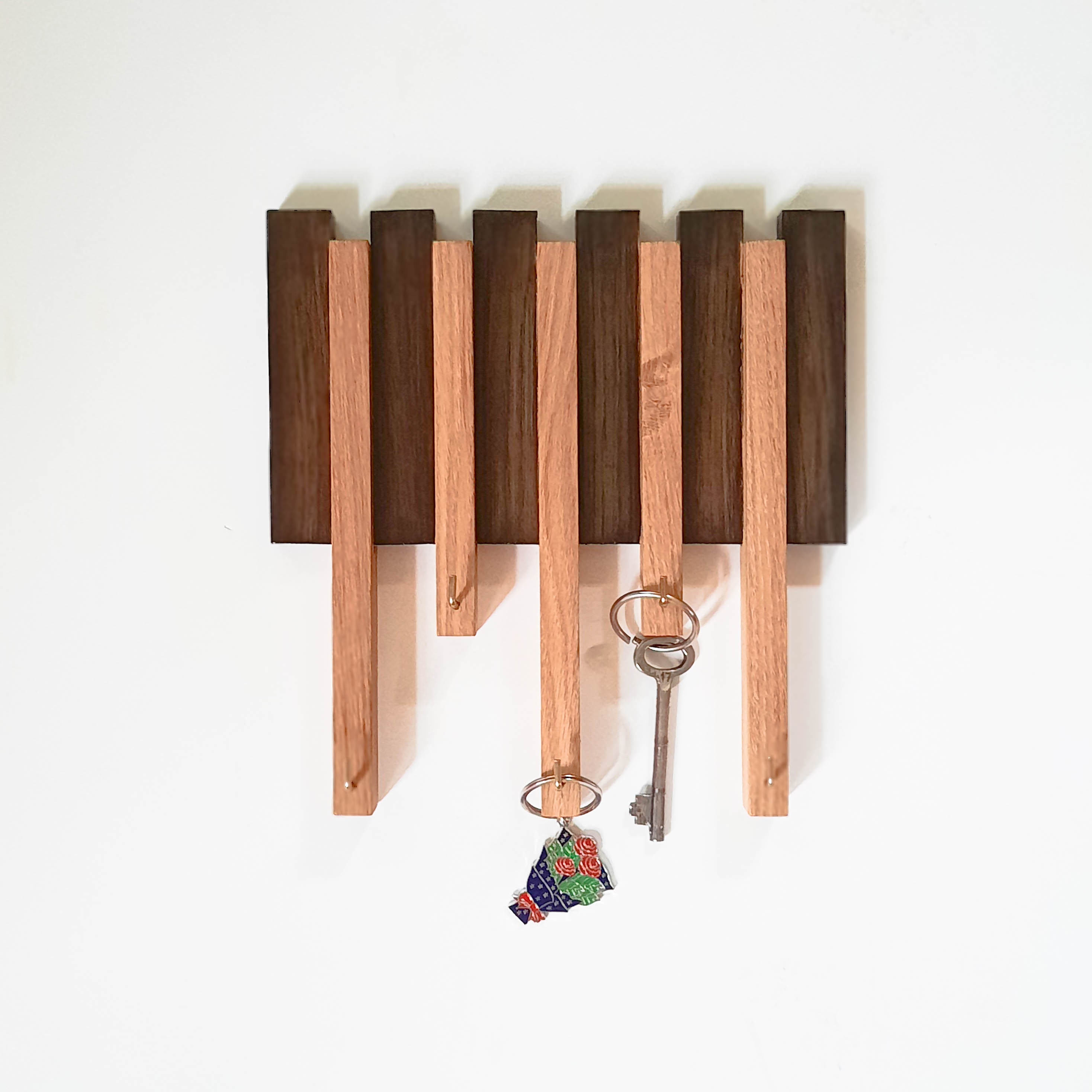 Wooden Key Hanger. Modern Key Holder. OAK Solid Wood Key Rack Wall ...