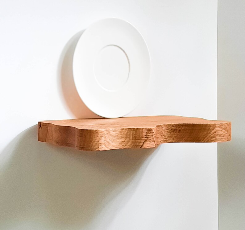 ОАК Mid Century Modern Bookshelf. Floating Wavy Shelf From - Etsy