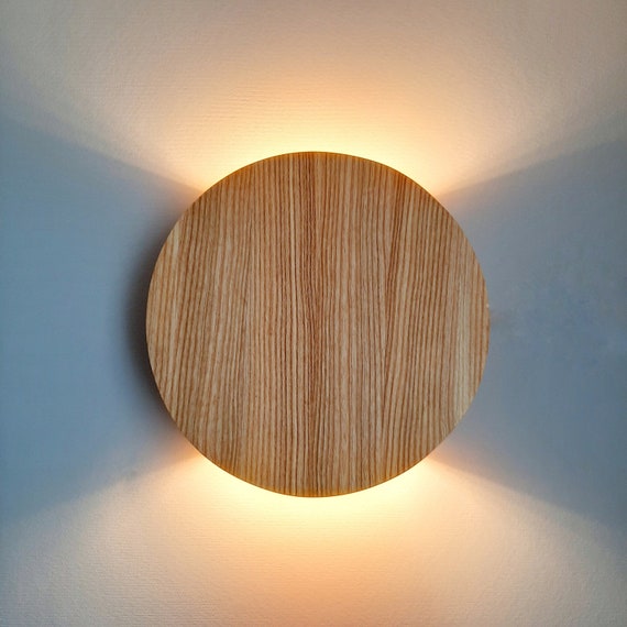 Up down light Round wood sconce Led wall lighting Minimalist | Etsy