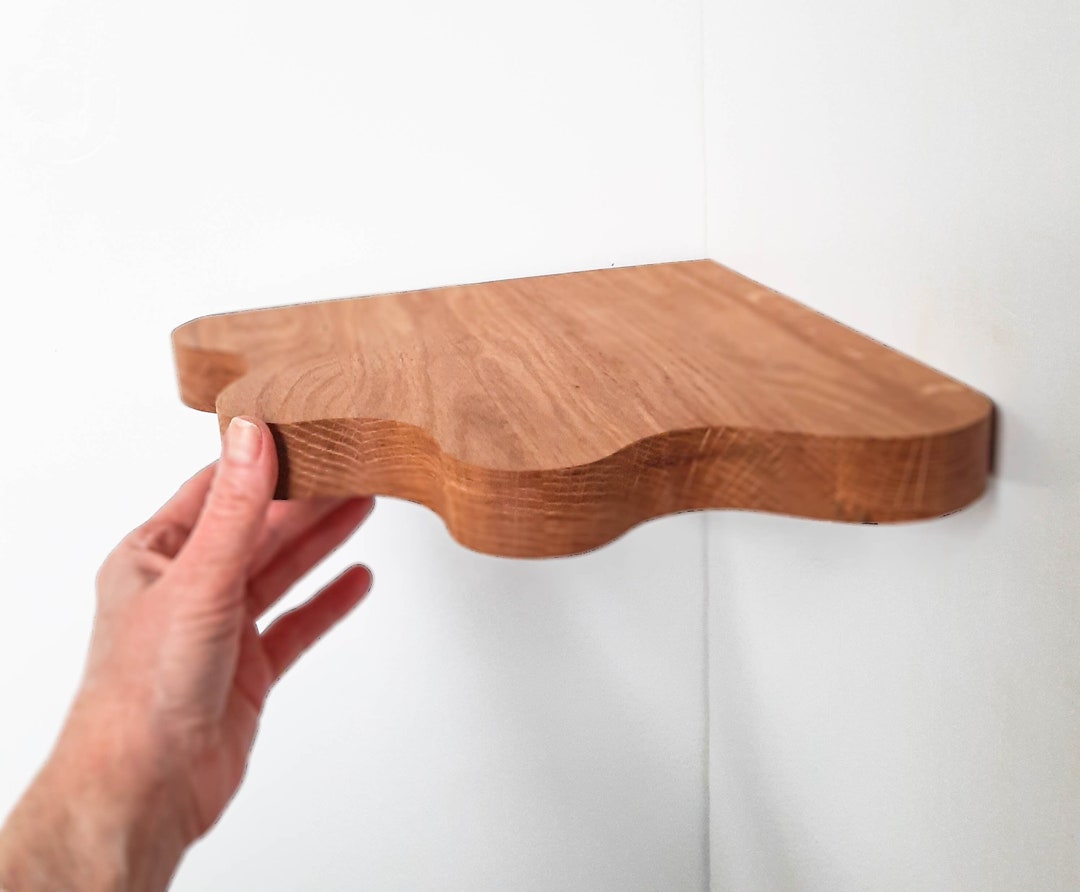 Floating Corner Shelf Wavy Shelves Scallop Corner Bookshelf Minimalist ...