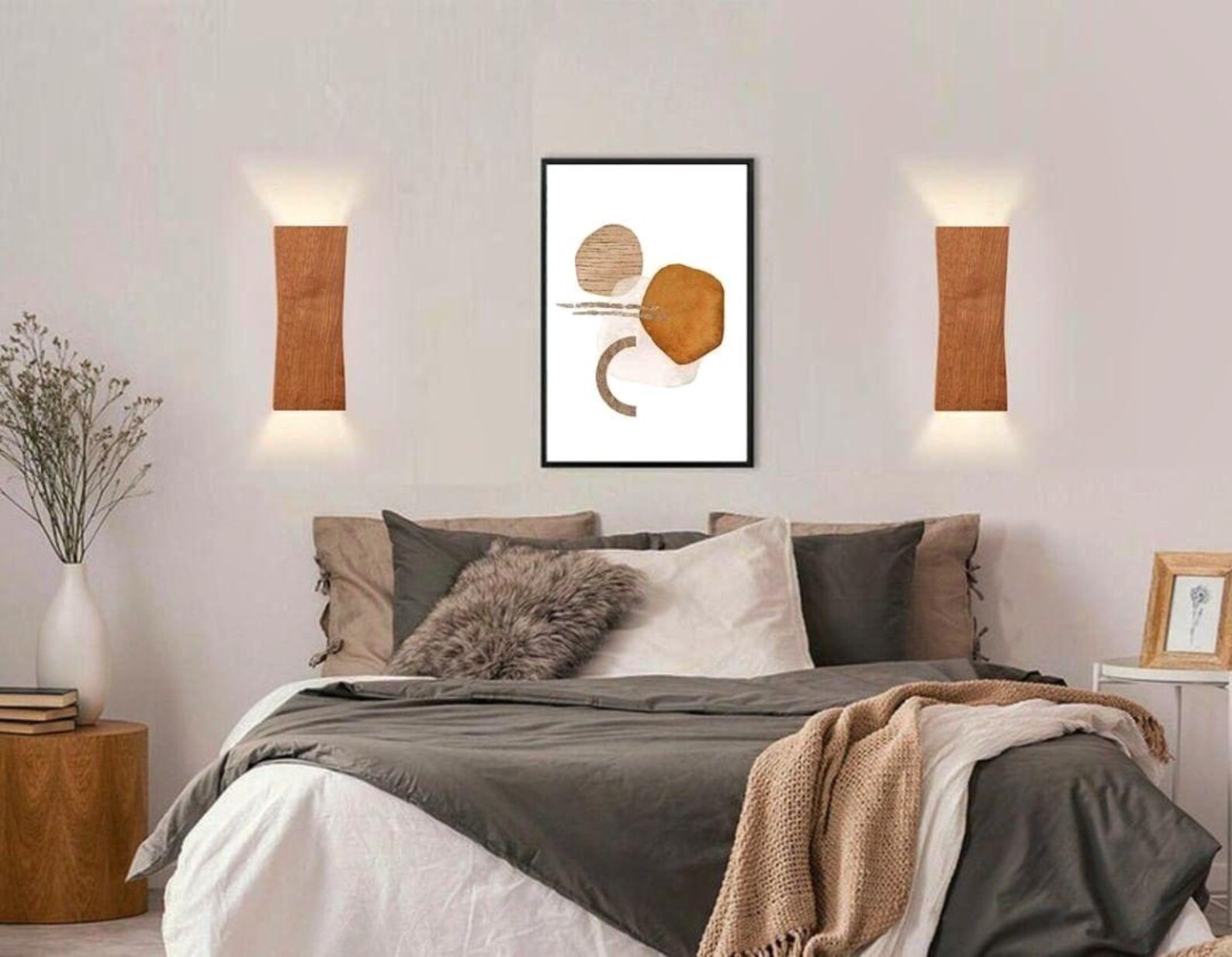 Personalized Lamp Wood ASH LED Wall Lamp Up-down Plug in Wall Sconce - Etsy
