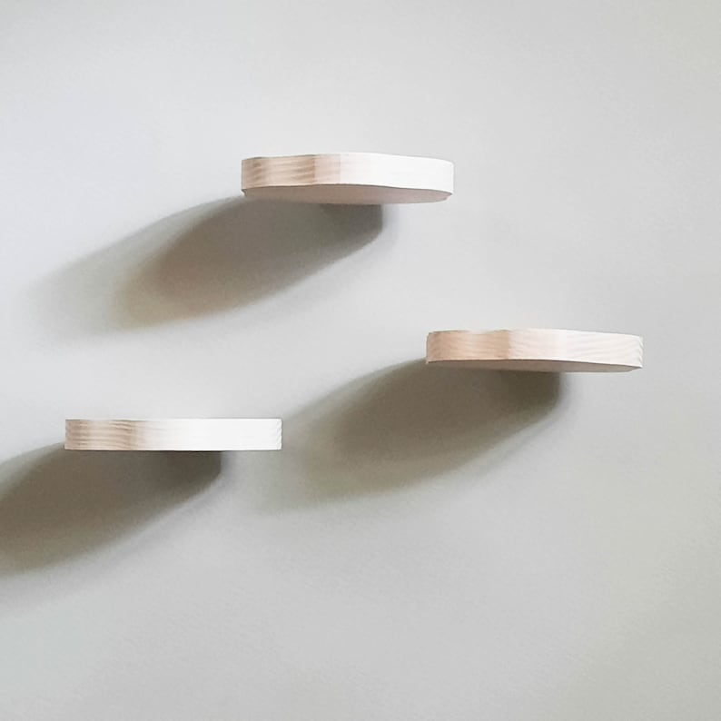 White Wavy Floating Shelf Daisy Wall Plant Shelves Round Plant Stand ...