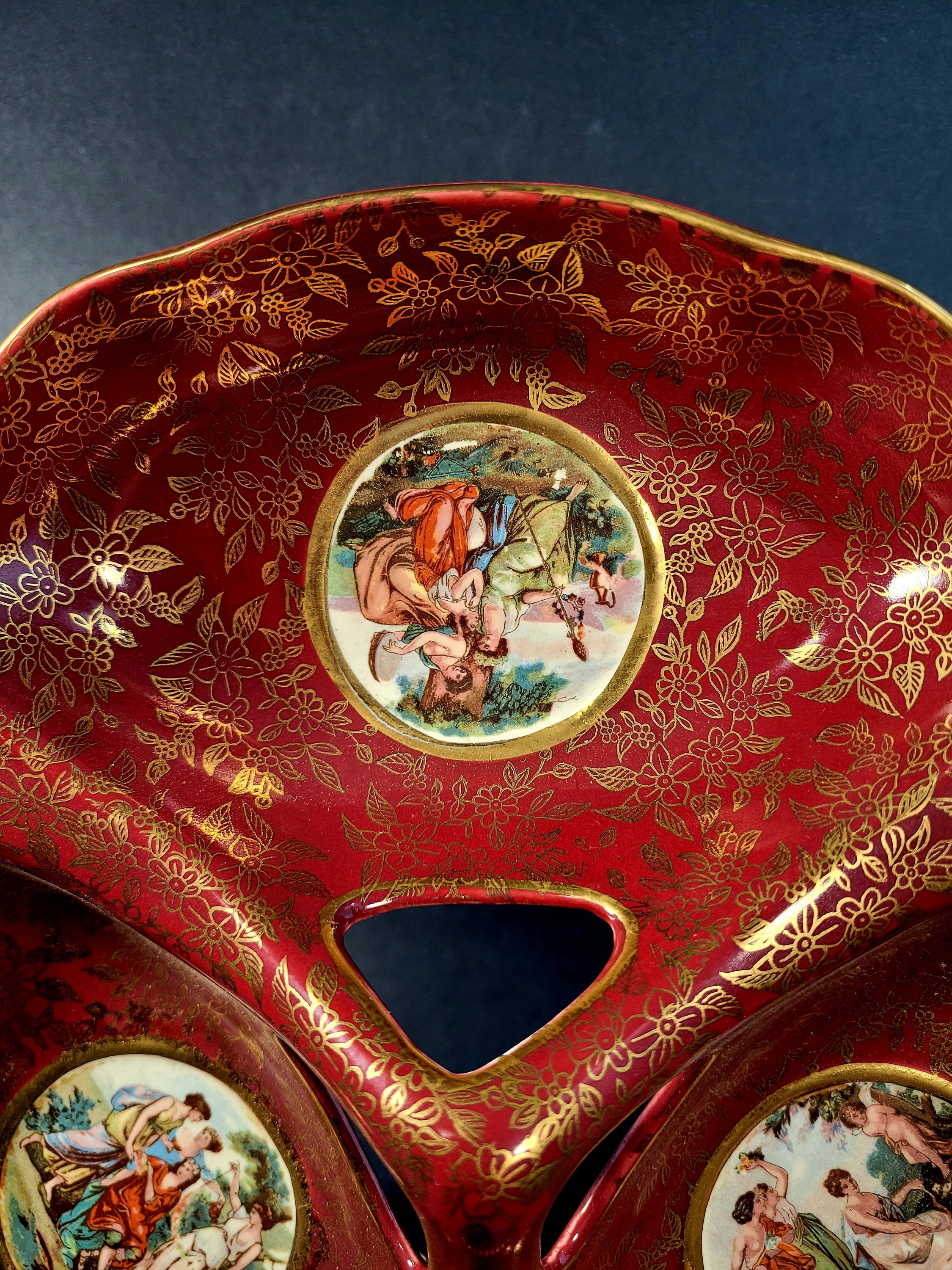 Burgundy/gold, Empire Ware, Porcelain, Three-sectioned Serving Dish ...
