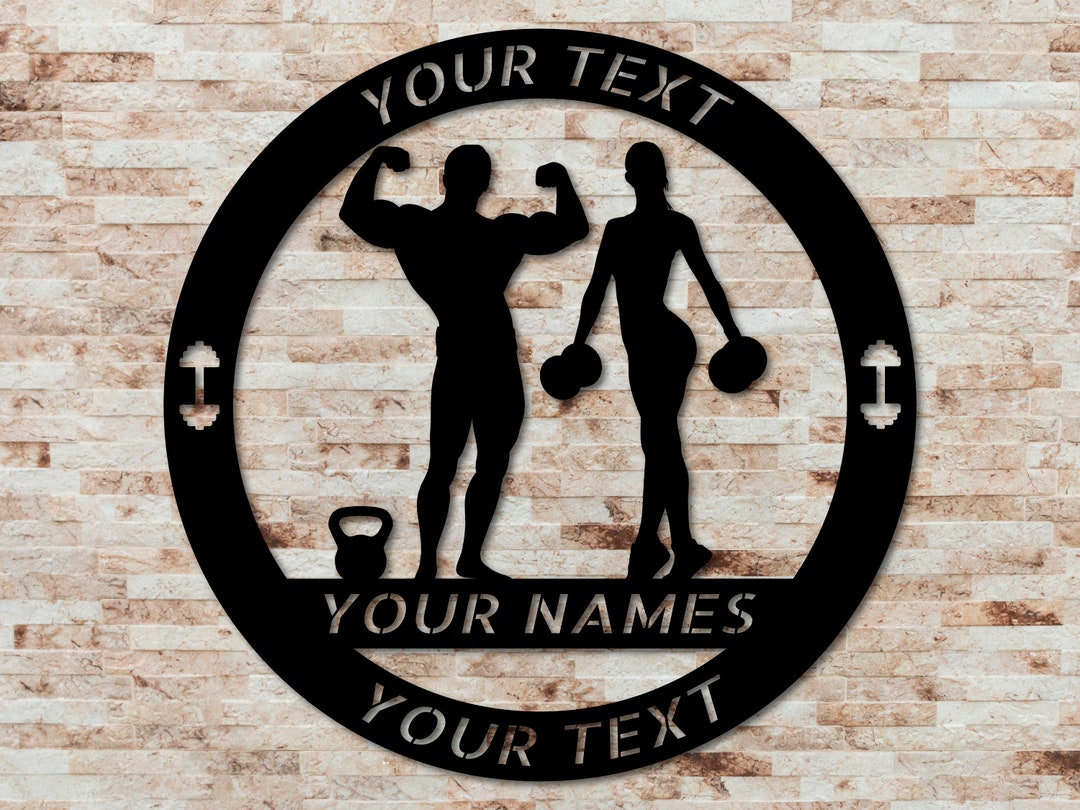 Personalized Fitness Gym Couple Metal Sign, Wall Art Decoration for ...