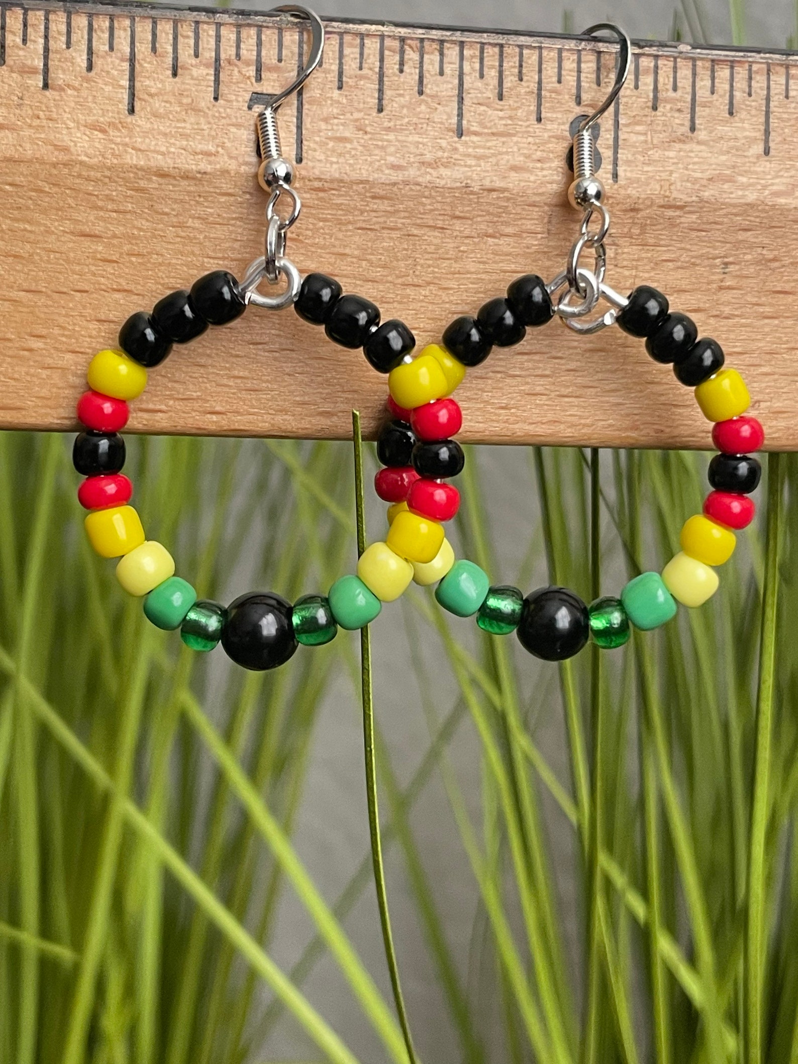 Small Hoop Rasta Colored Earrings - Etsy