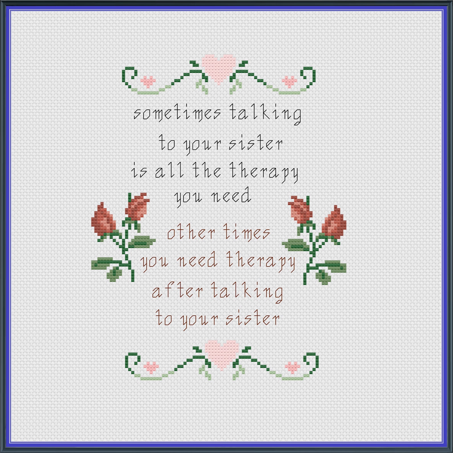 Talk to Your Sister Cross Stitch Pattern PDF, Modern Cross Stitch ...