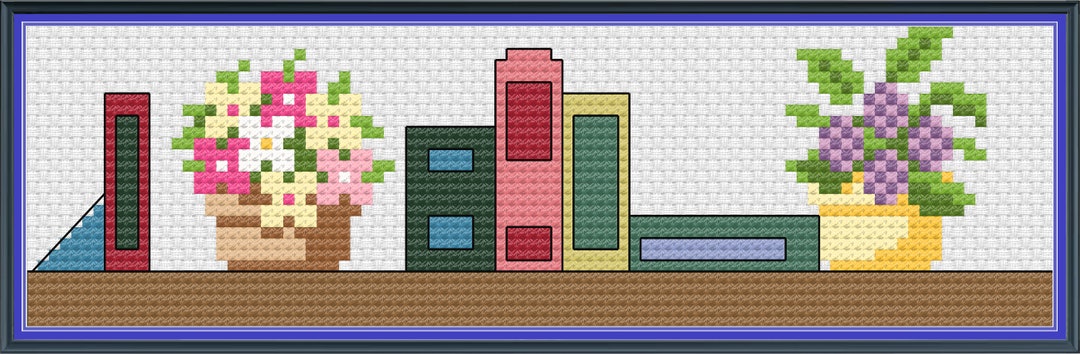 Book Shelf Cross Stitch Pattern PDF, Easy Cross Stitch, Counted Cross ...