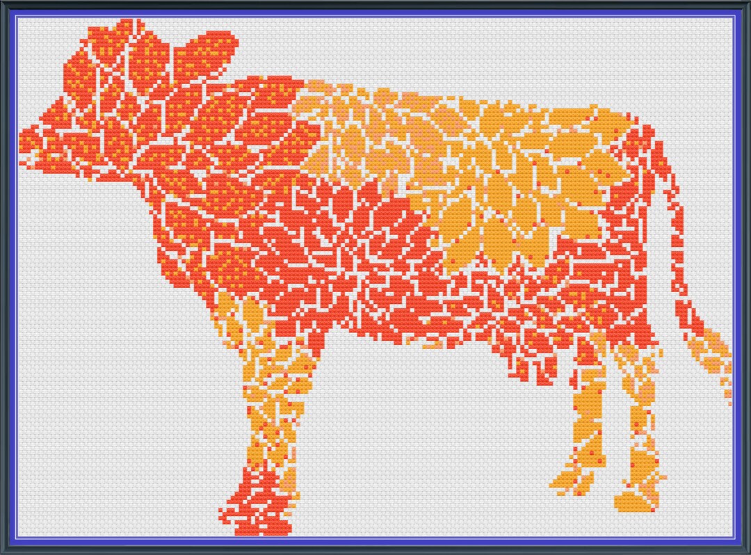 Floral Cow Cross Stitch Pattern PDF, Cow Cross Stitch - Etsy