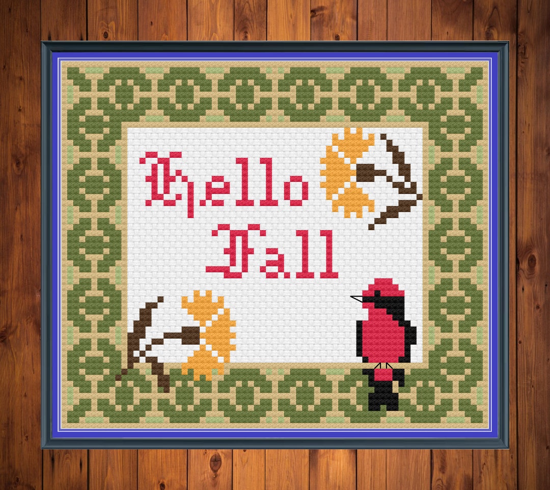 Hello Fall Cross Stitch Pattern PDF, Small Cross Stitch, Fall Cross ...