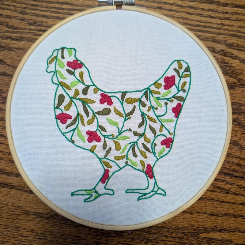 Embroidered Chicken - Etsy