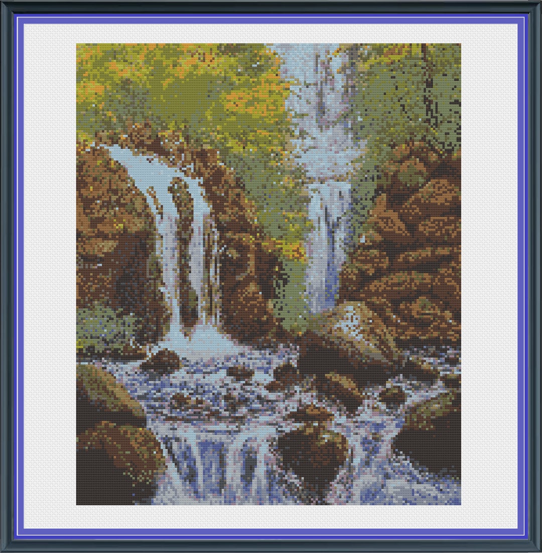 Waterfall Cross Stitch Pattern PDF, Waterfall Cross Stitch, Landscape ...