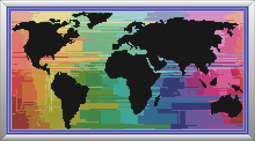 World Map Cross Stitch Pattern PDF, World Cross Stitch, Map Cross ...