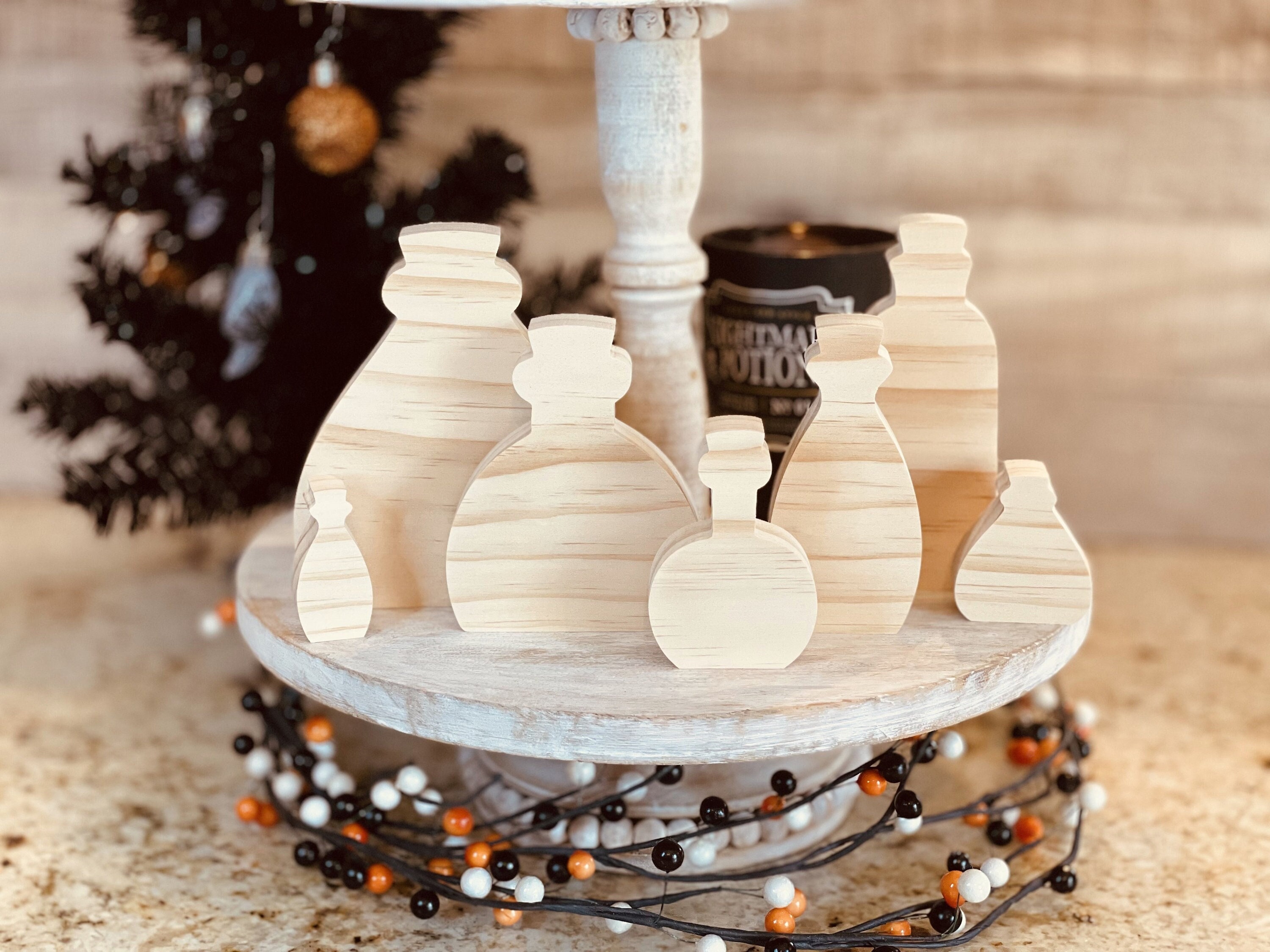 Potion Bottle Shaped Craft Wood Halloween Tiered Tray Decor - Etsy