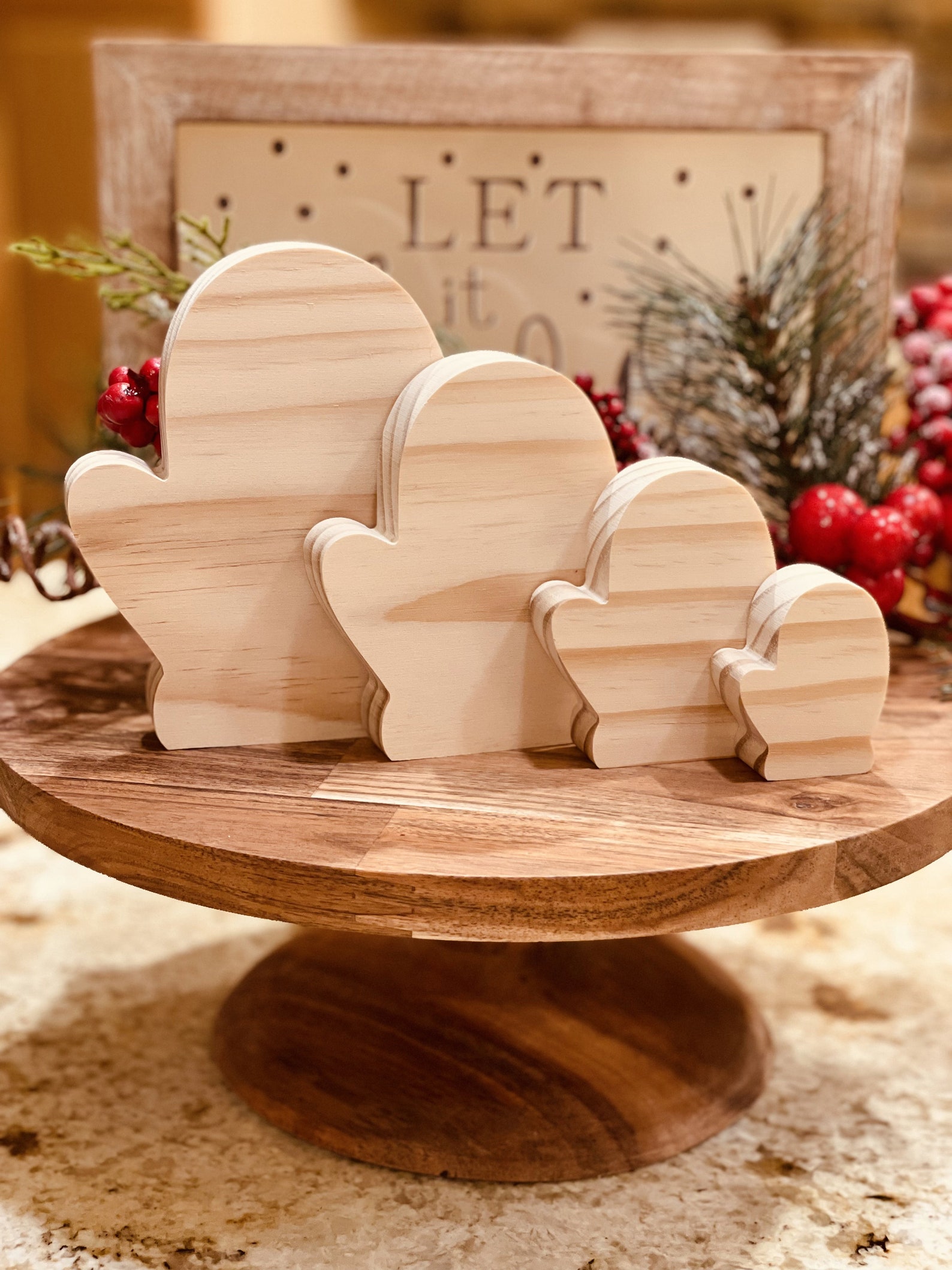Mitten Shaped Craft Wood Unfinished Christmas / Winter Tiered - Etsy